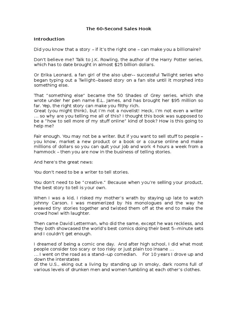 60-Second Sales Hook Guide | PDF | Laughter | Sales