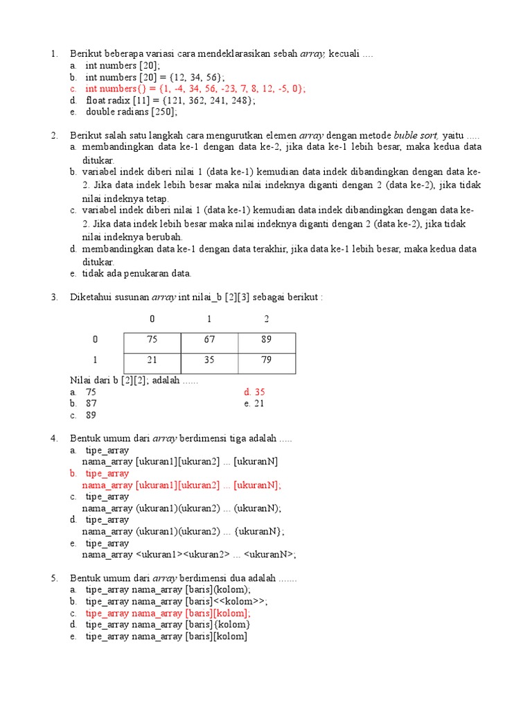 Soal Pemrograman Array Full | PDF
