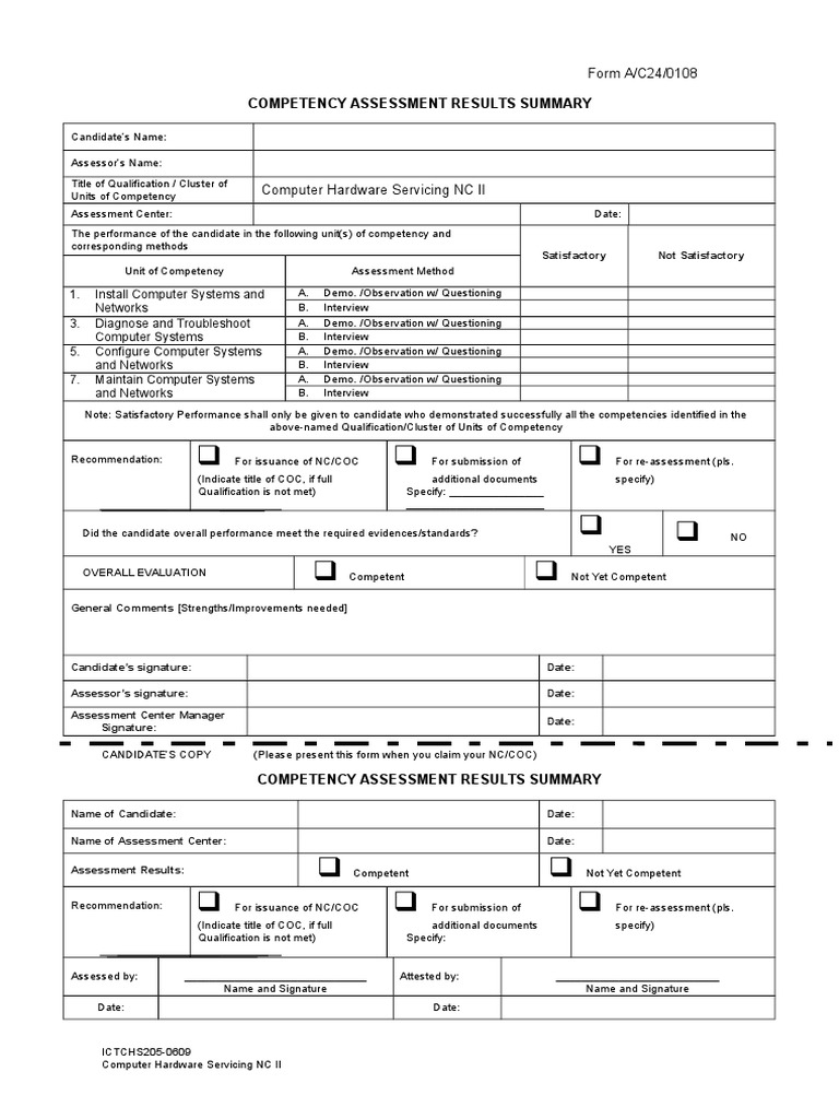 Competency Assessment Results Summary: Form A/C24/0108 | Download Free PDF | Computing ...