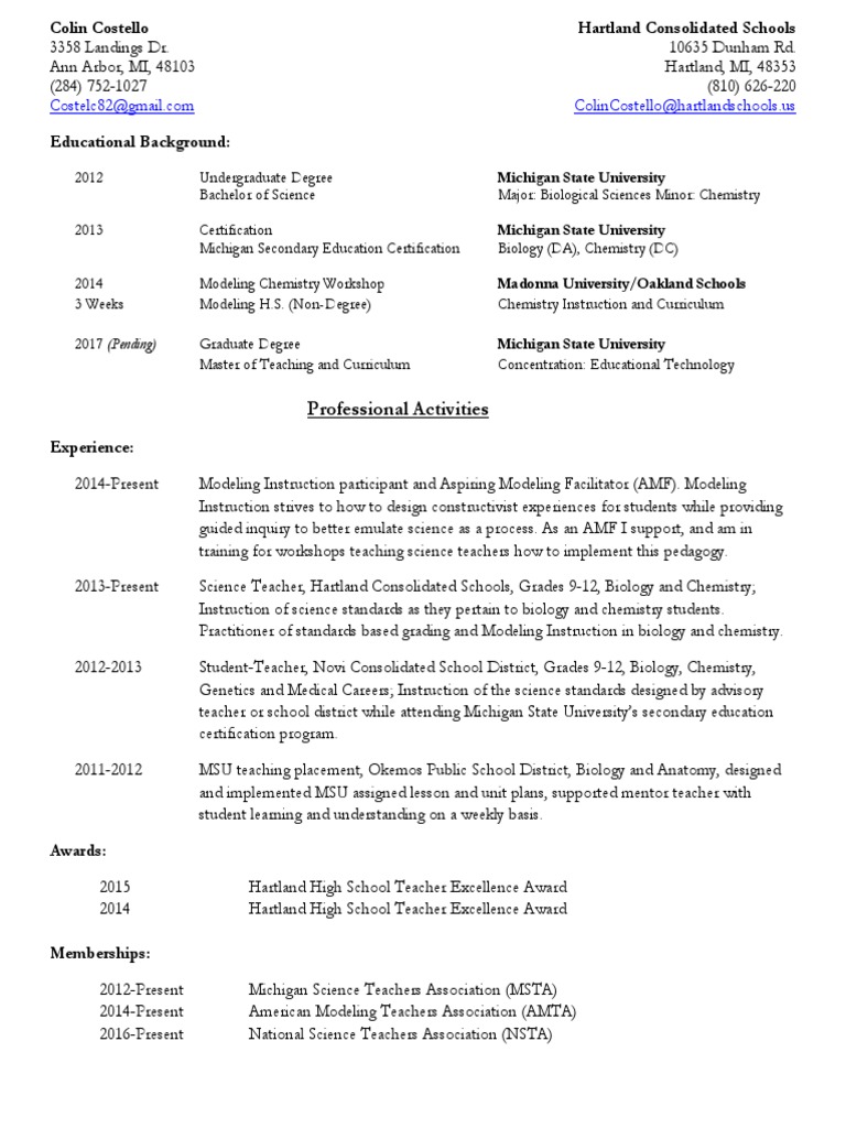 Matc Professional Resume | PDF | Michigan State University | Secondary ...