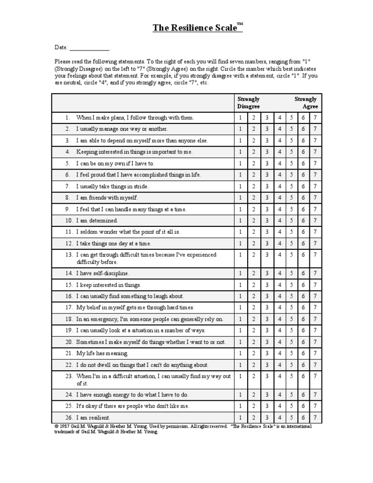 Resilience Scale | PDF | Psychological Concepts | Psychology
