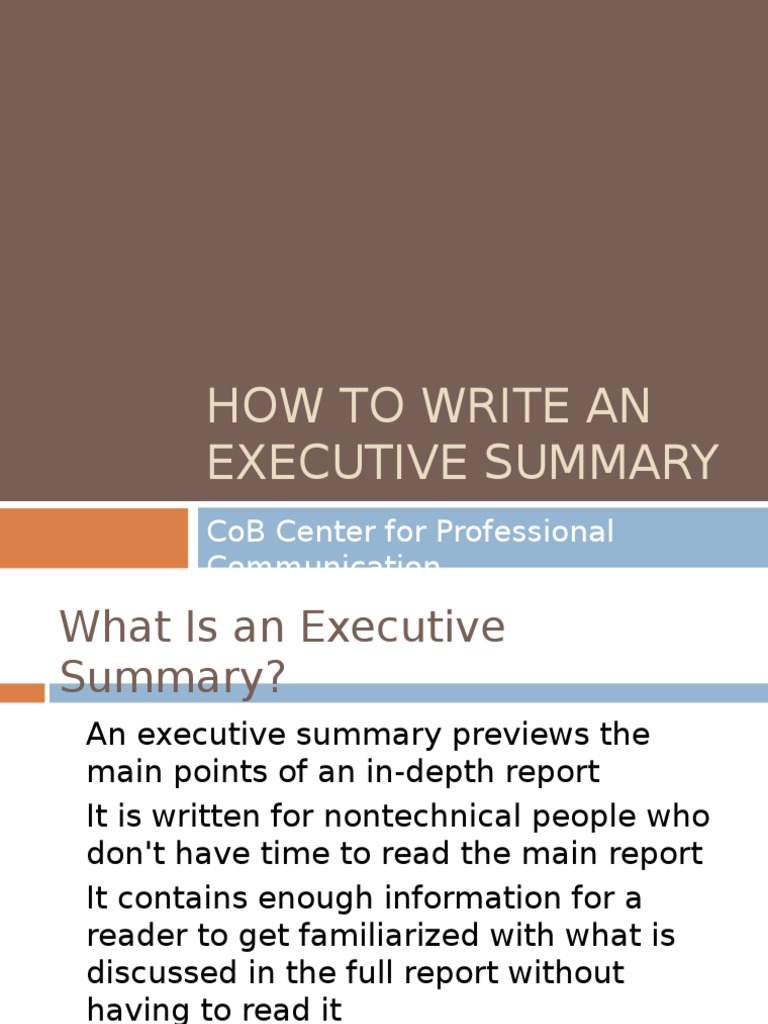 How To Write An Executive Summary | PDF | Proofreading | Writing