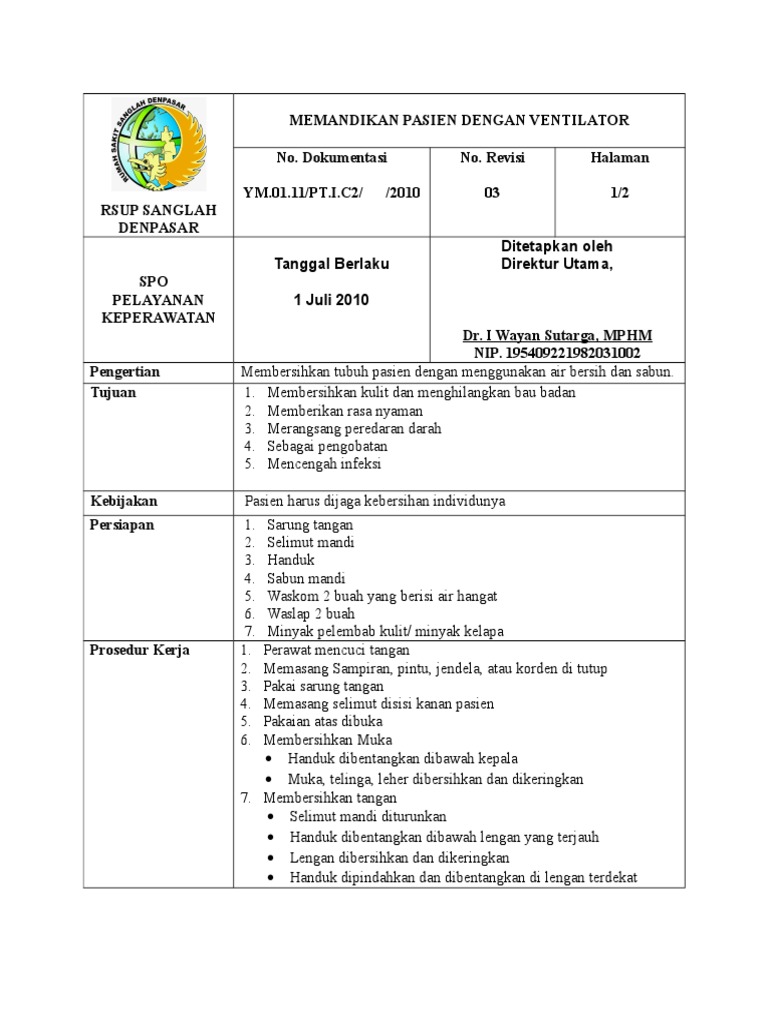 5 SPO Memandikan Pasien Dengan Ventilator | PDF