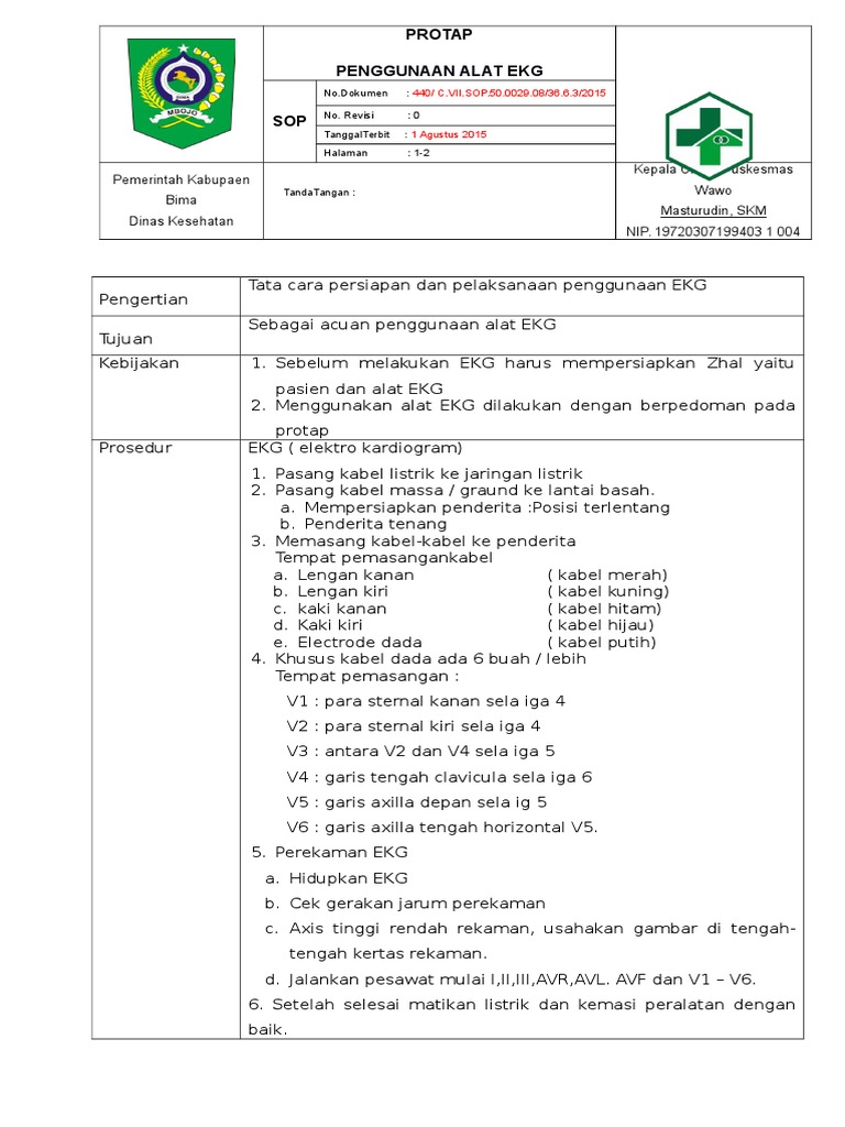 Protap Penggunaan Alat Ekg | PDF