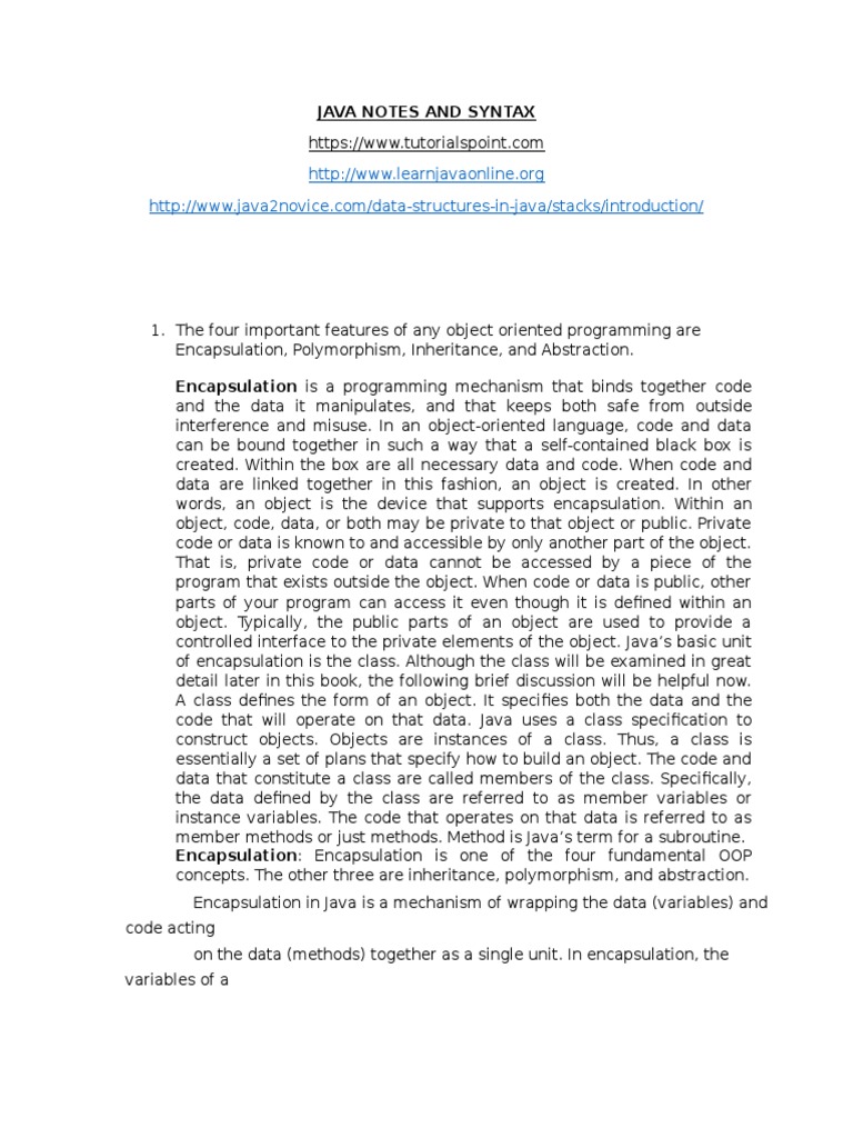 Java Syntax by Pavan | PDF | Inheritance (Object Oriented Programming) | Class (Computer ...