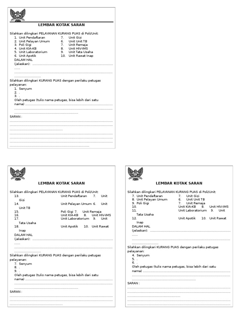 Lembar Kotak Saran | PDF