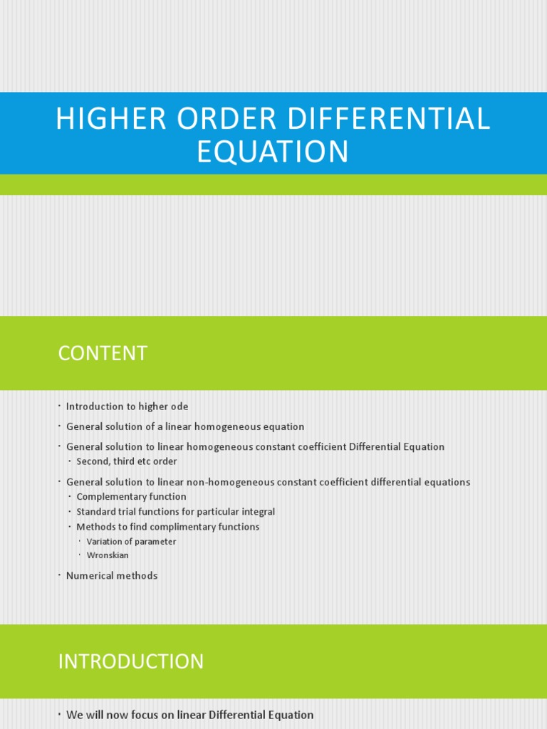 Higher Order Differential Equations | PDF | Ordinary Differential ...
