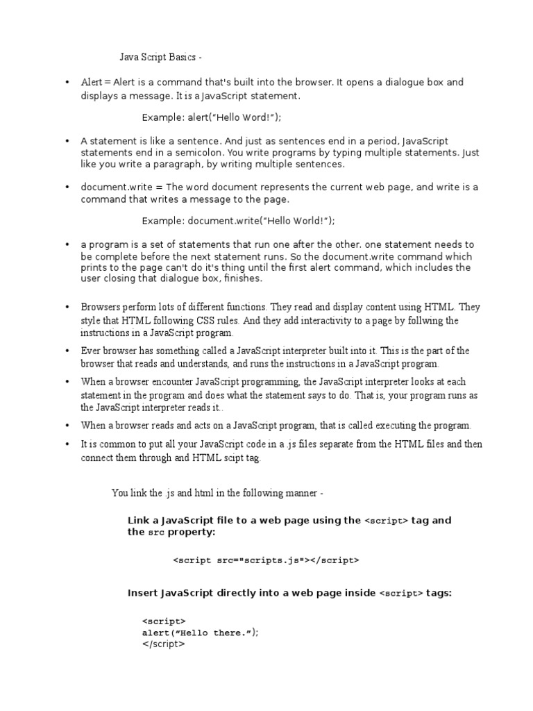 Java Script Basics | PDF | Java Script | String (Computer Science)