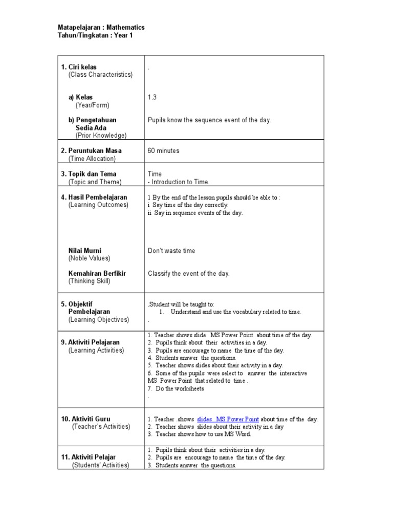 Matapelajaran: Mathematics Tahun/Tingkatan: Year 1: Slides MS Power ...