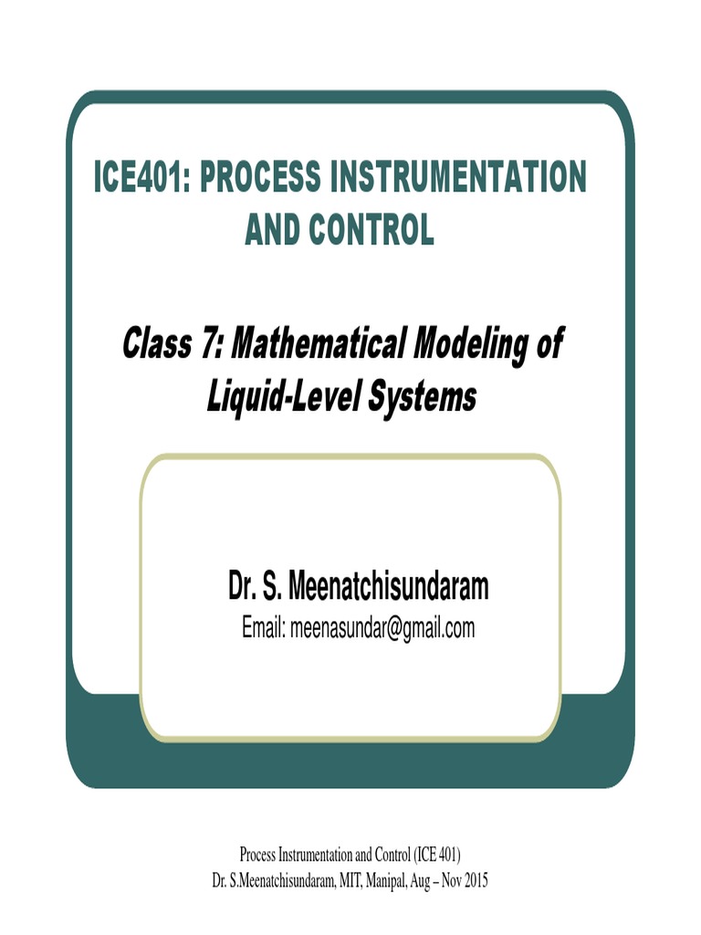 Class 7 - Mathematical Modeling of Liquid-Level Systems | PDF | Fluid ...