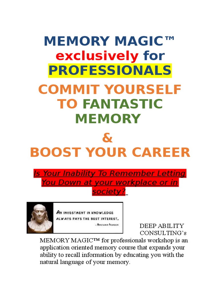 Memory Magic™ For Professionals: Exclusively | PDF | Career & Growth