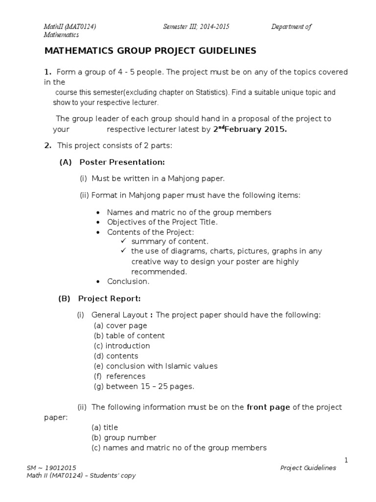 Project Guidelines Sem3 - 2014-2015 (Students Copy) | PDF | Teaching ...