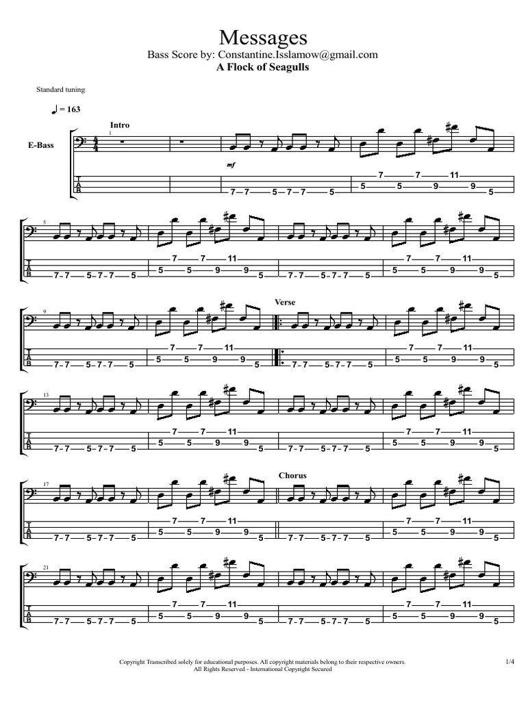 A Flock of Seagulls Messages Tab Guitar | PDF | Guitar Family ...