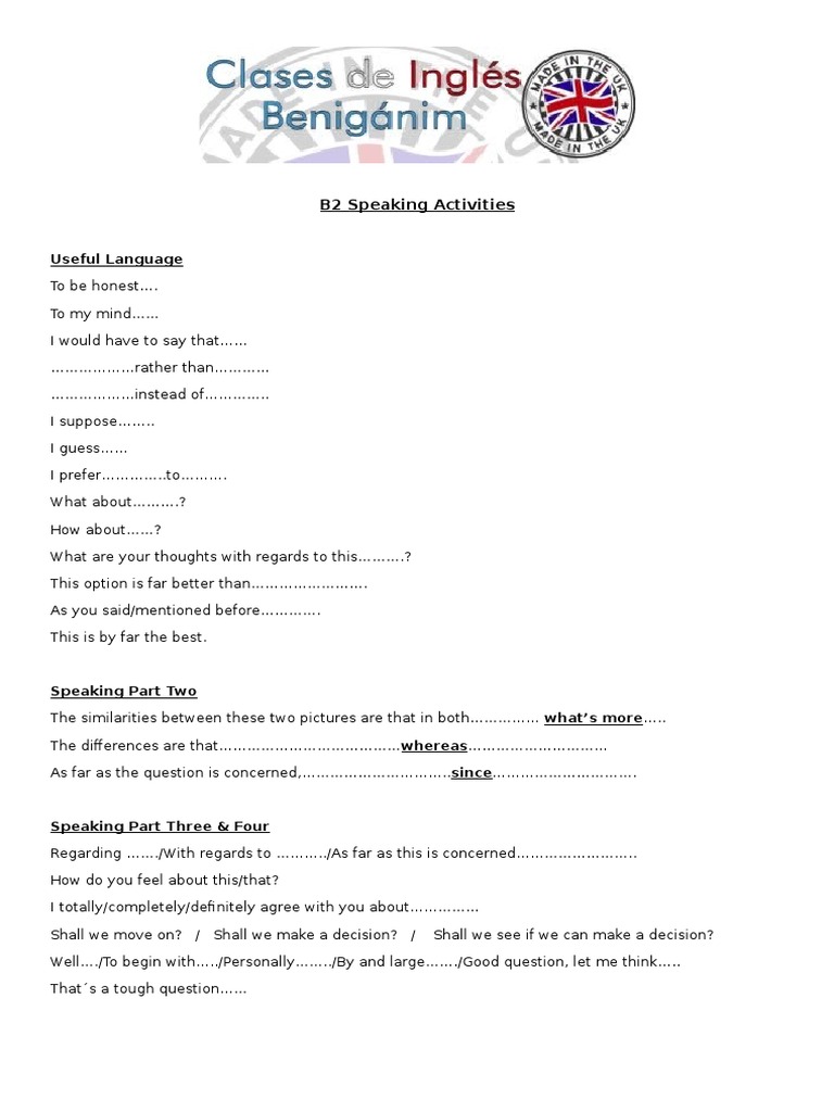 B2 Speaking Activities and Phrases | PDF