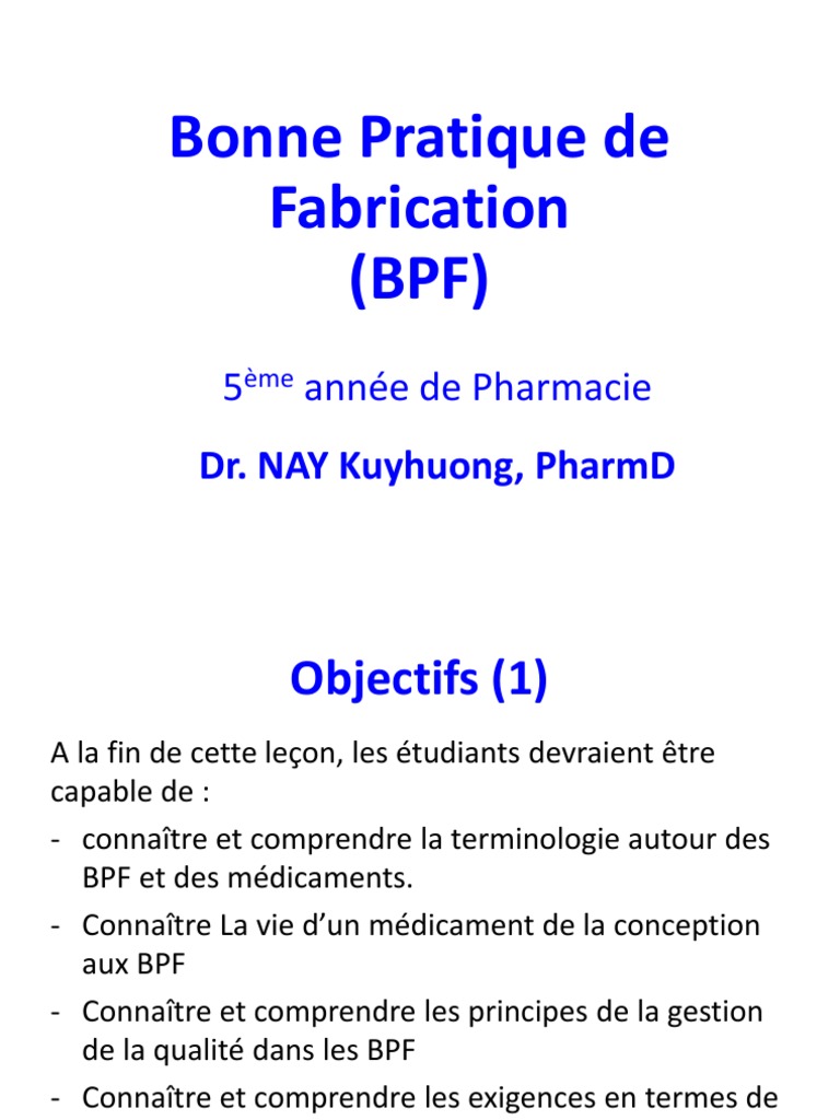 1 BPF | PDF | Management de la qualité | Médicament