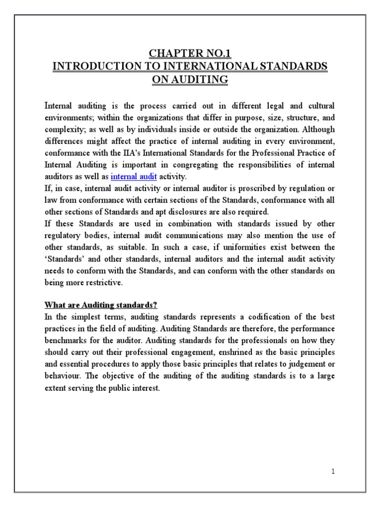 Chapter No.1 Introduction To International Standards On Auditing | PDF ...