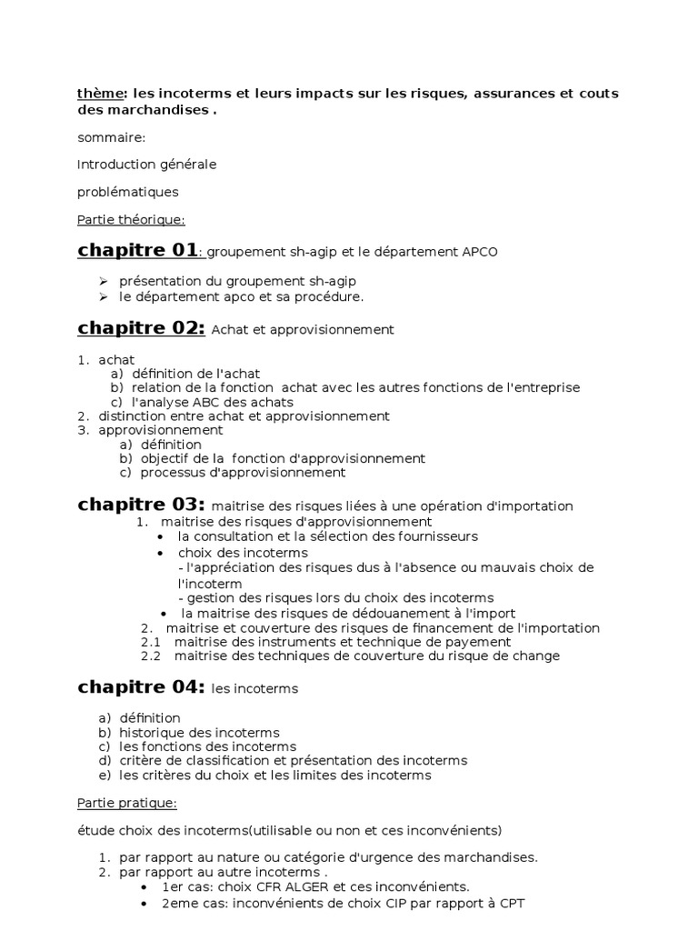 Plan de Mémoire 1 | PDF