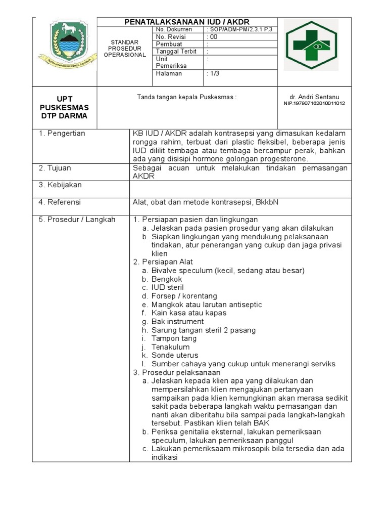 Spo Pemasangan Iud | PDF