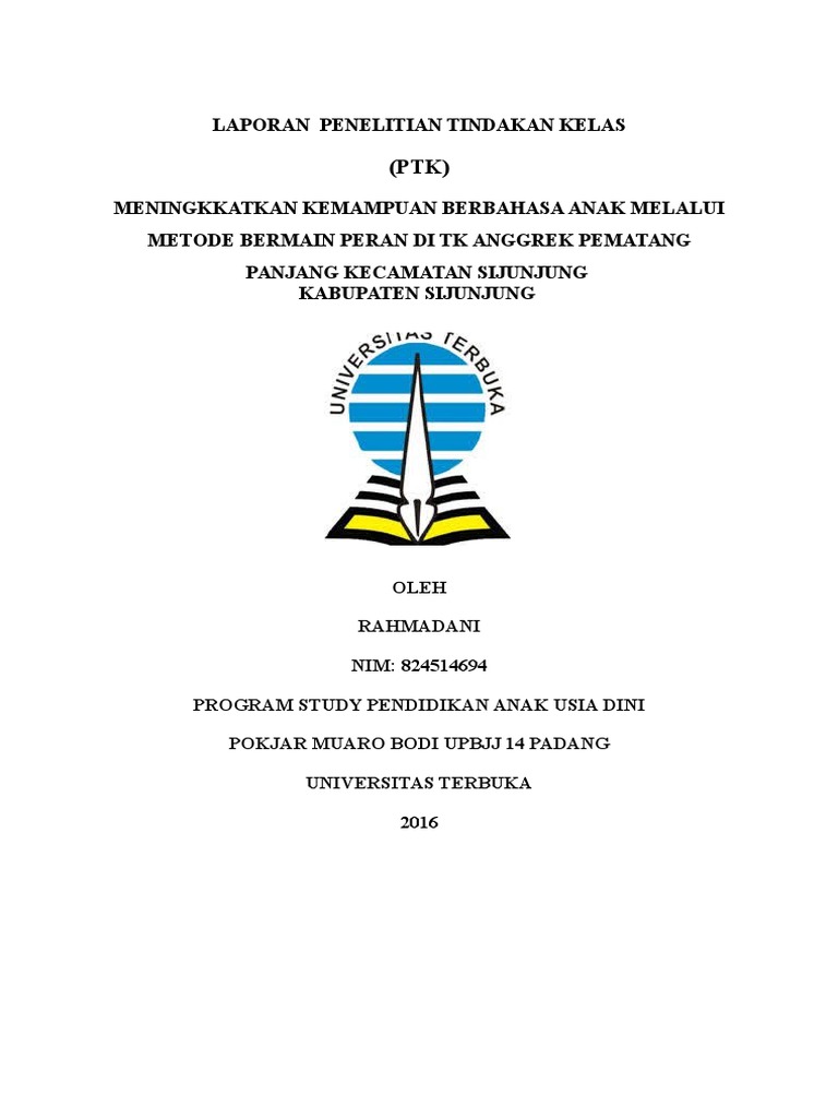 Contoh PTK TK Taman Kanak Ok | PDF