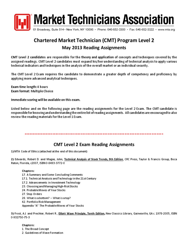 Chartered Market Technician (CMT) Program Level 2: May 2013 Reading ...