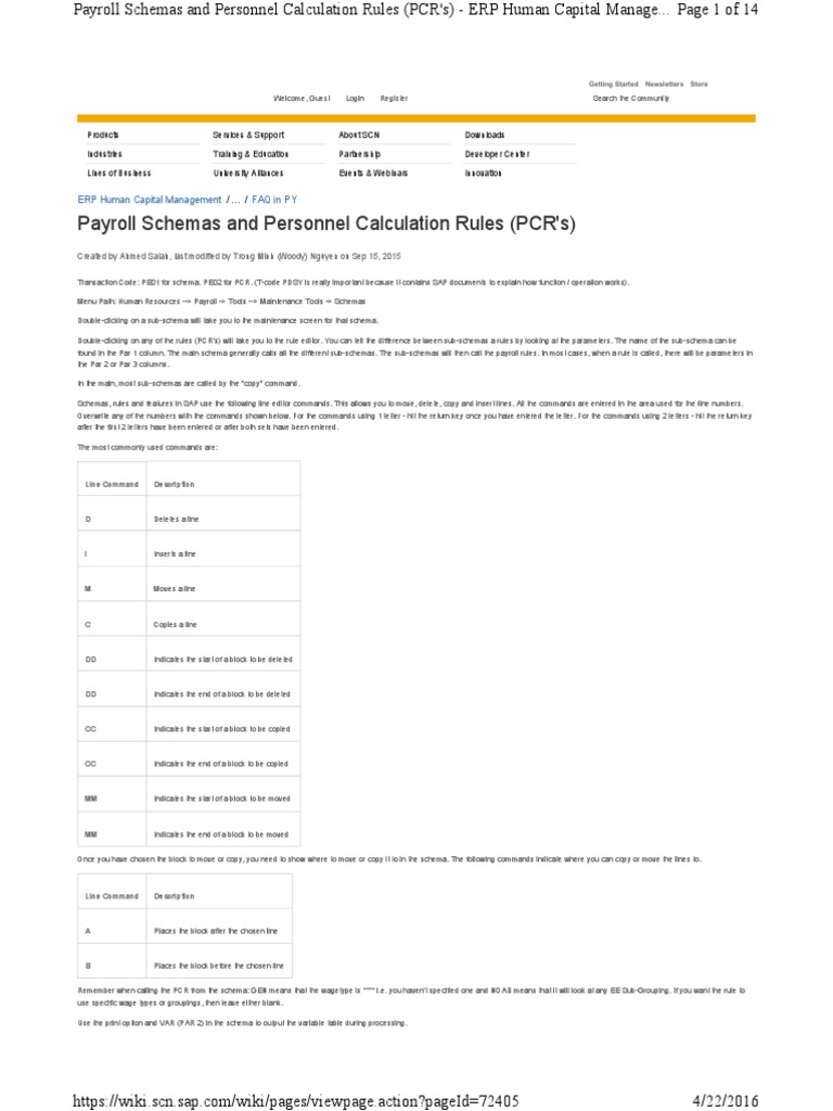 Payroll Schemas and Personnel Calculation Rules (PCR) | PDF | Payroll ...
