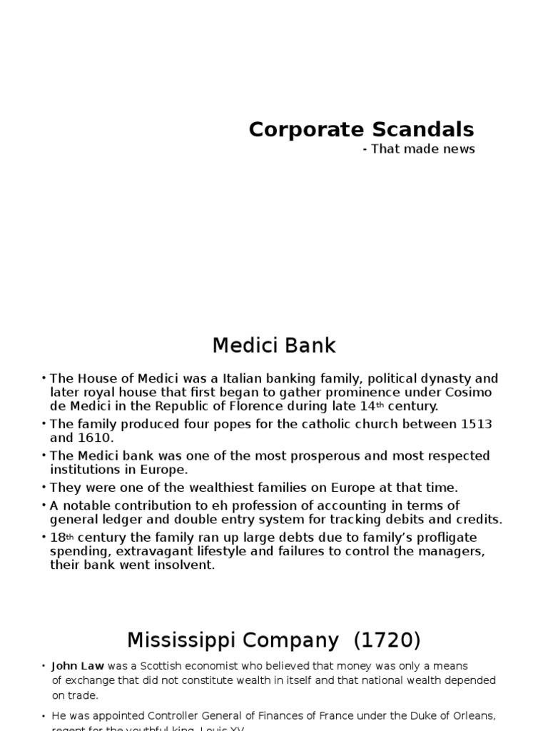 Corporate Scandals (1) | Companies | Economies