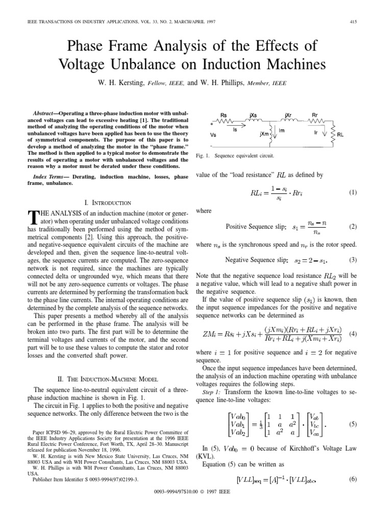 Phase Frame Analysis of The Effects of Voltage Unbalance On Induction ...