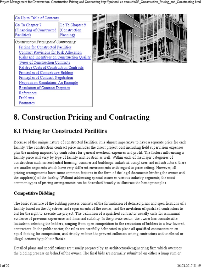 Construction Pricing and Contracting: 8.1 Pricing For Constructed ...