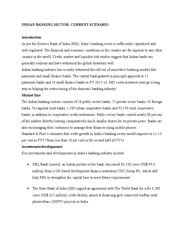 Indian Banking Sector | PDF | Reserve Bank Of India | Banks