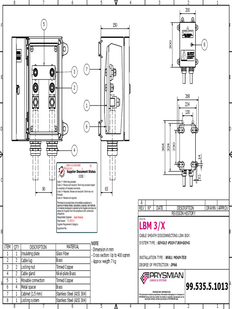 LBM 3/X: Cable Sheath Disconnecting Link Box System Type | PDF | Cable ...