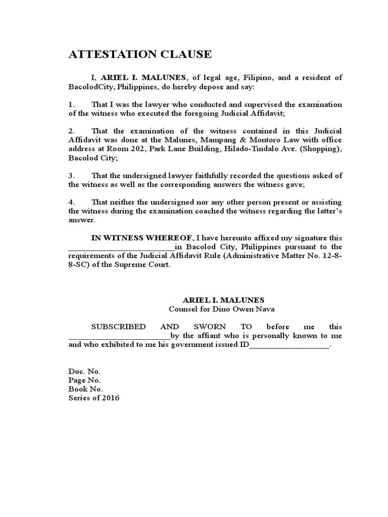 Attestation Clause | PDF