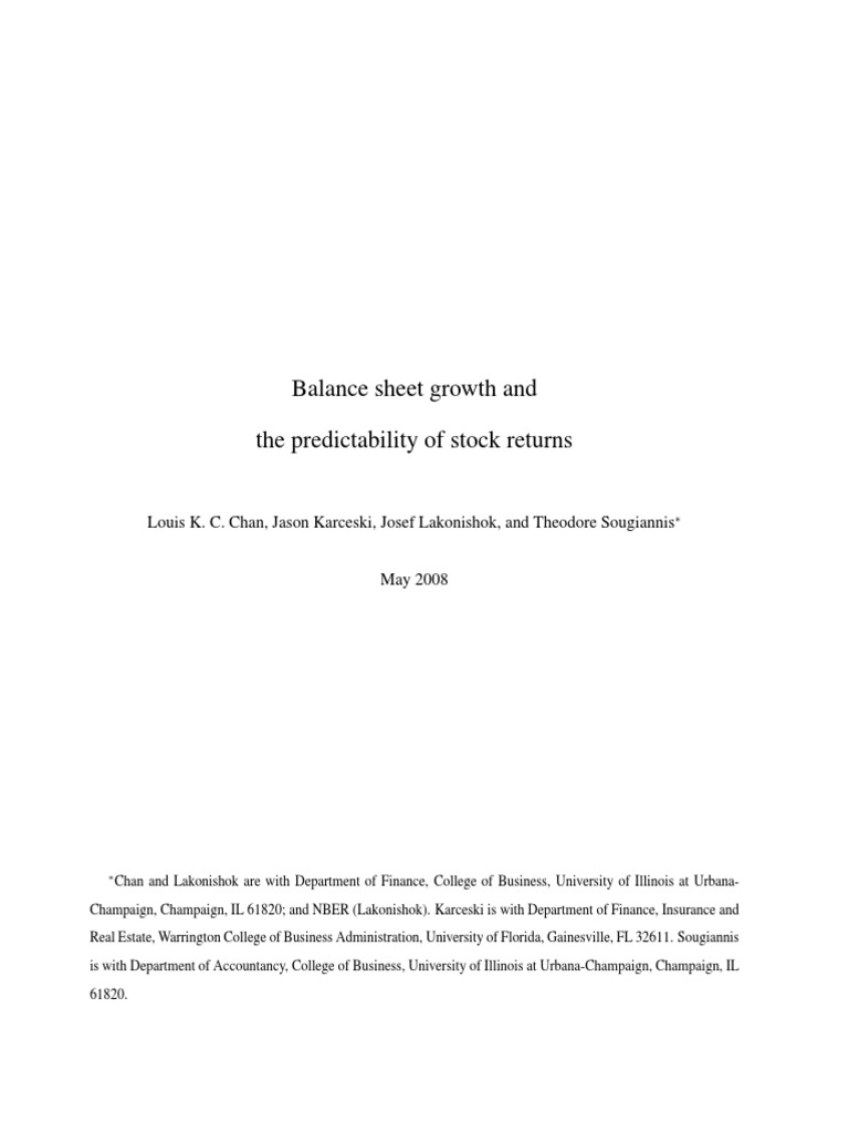 Balance Sheet Growth and The Predictability of Stock Returns | PDF ...