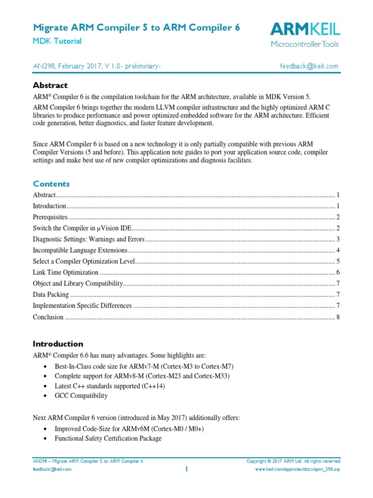 Migrate ARM Compiler 5 To ARM Compiler 6: MDK Tutorial | PDF | Compiler ...