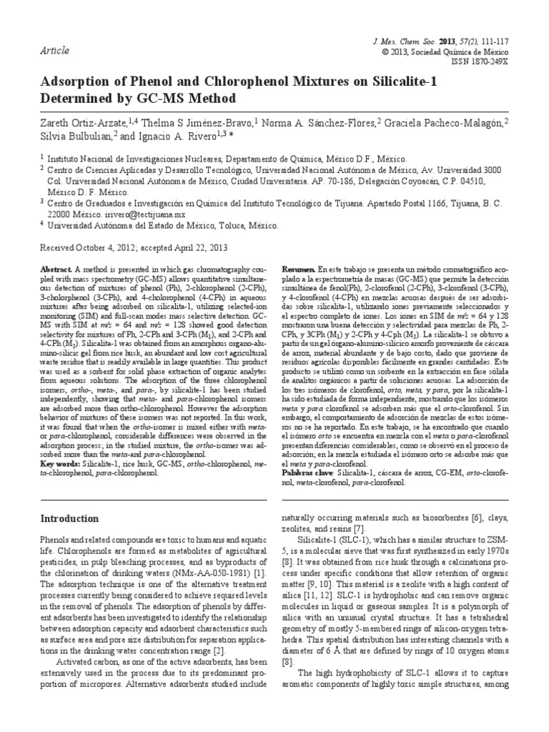 Clorofenoles GC-MS PDF | PDF