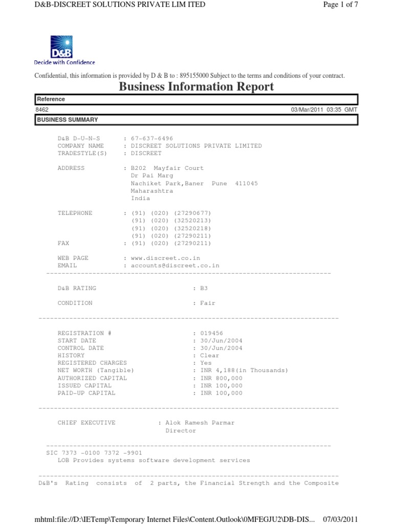 Business Information Report: Reference | PDF | Banks | Equity (Finance)