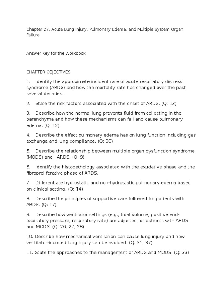 Egans Chapter 27 Workbook Answer Key | PDF | Heart Failure | Lung