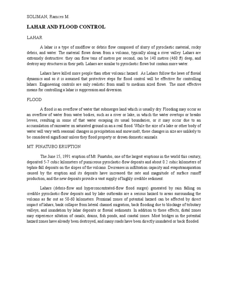 Lahar and Flood Control: SOLIMAN, Ramces M | PDF | Flood | Levee