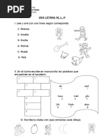 Evaluación de Letras M y L para Primero Básico | PDF | Cognición ...
