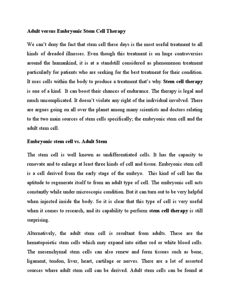 Embryonic Stem Cell Therapy | PDF | Stem Cell | Cell Therapy