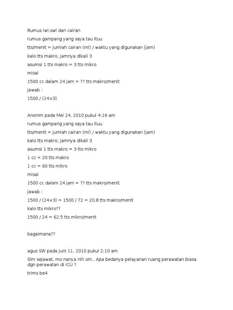 Rumus Cairan + Iwl + SWL | PDF