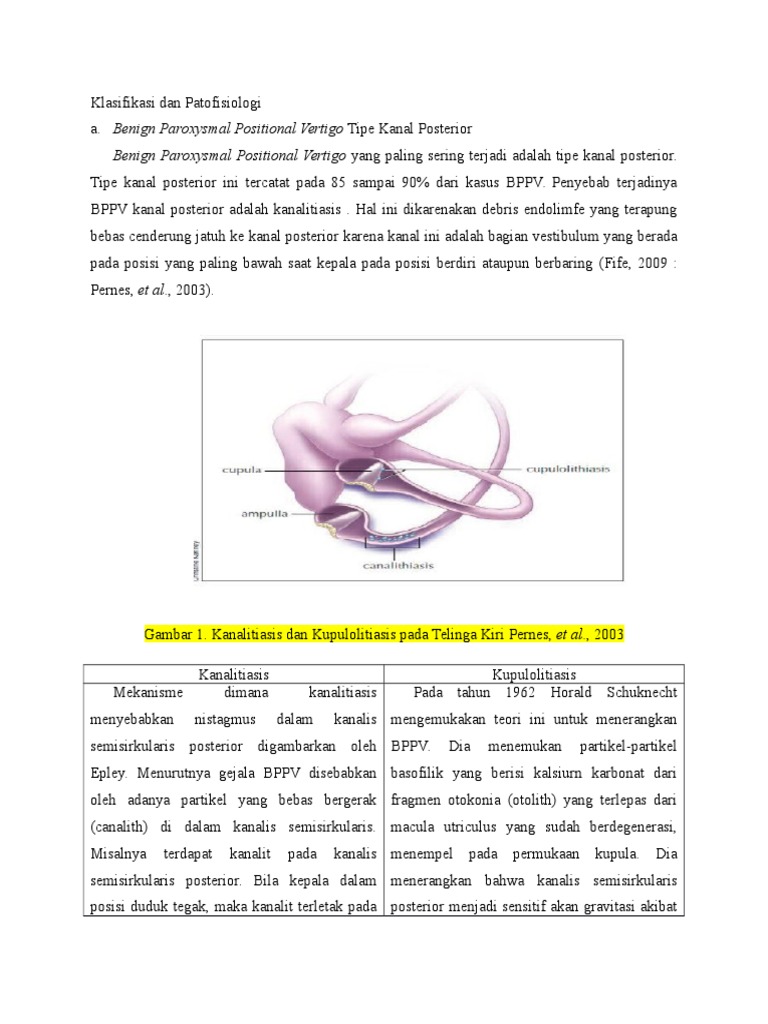 KLASIFIKASI DAN MEKANISME BENIGN PAROKSYSAL POSISIONAL VERTIGO | PDF