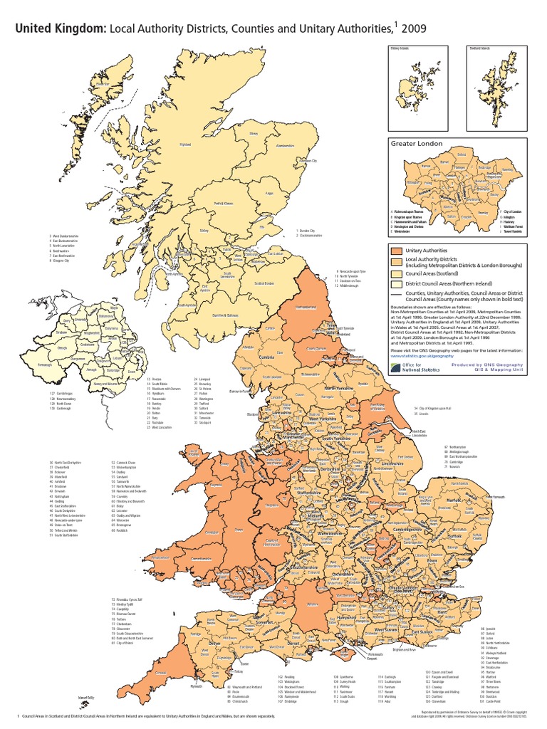 ONS Map UK Local Authorities 2009
