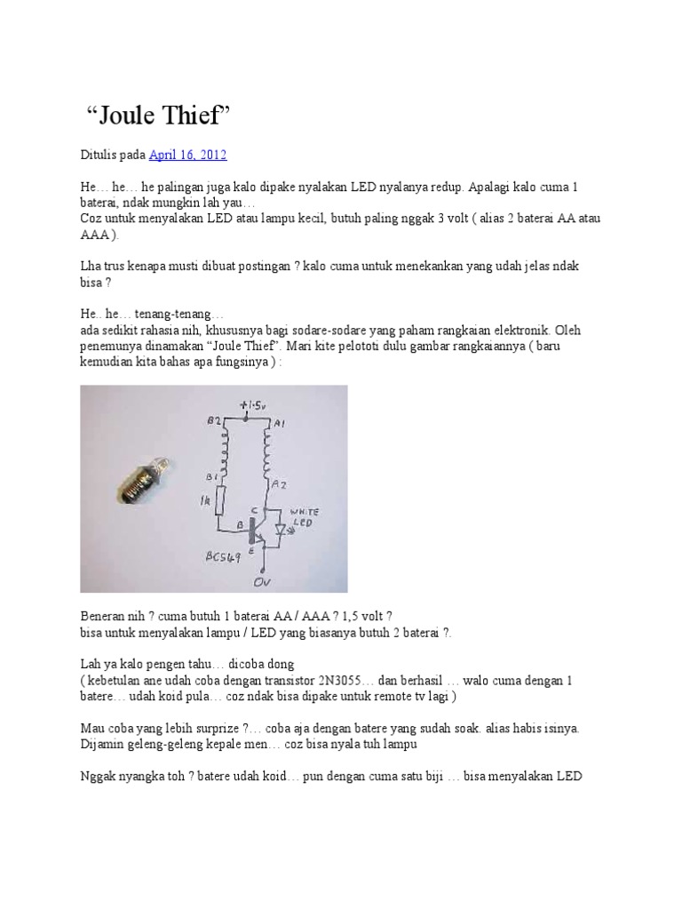 Cara Menyalakan Lampu Led Dengan Satu Baterai