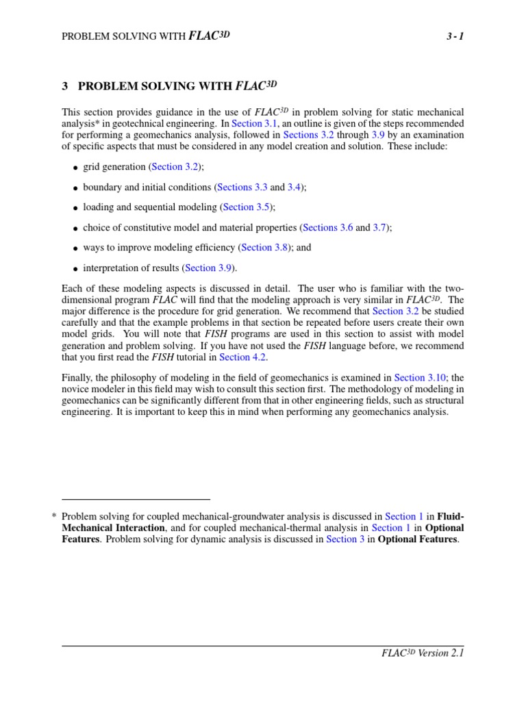 3 Problem Solving With Flac: Section 3.1 Sections 3.2 3.9 | PDF ...