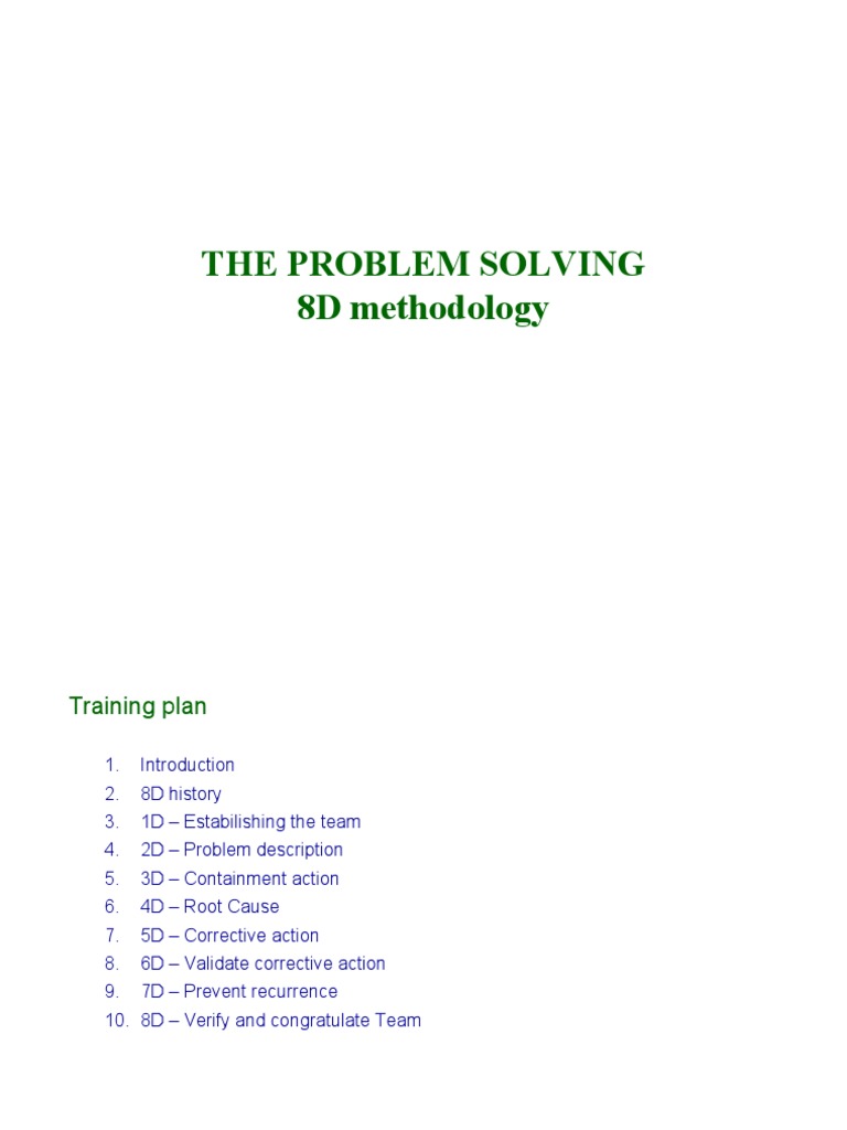 The Problem Solving 8D Methodology | PDF | Soldering | Manufacturing ...