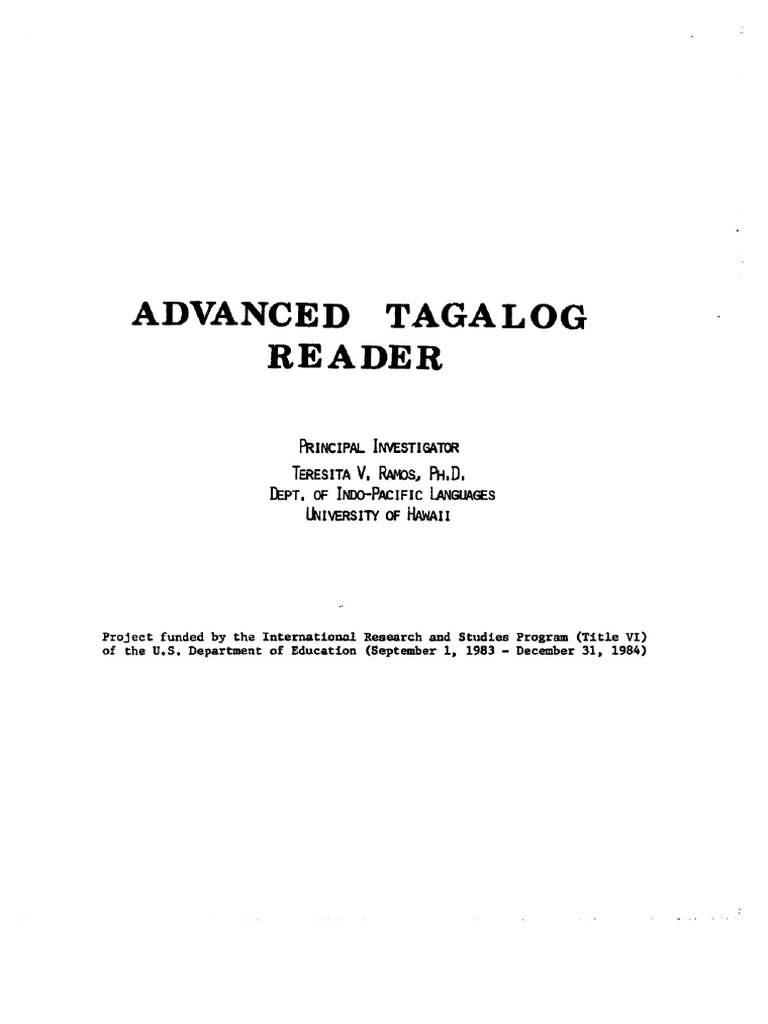 Advanced Tagalog Reader PDF | PDF