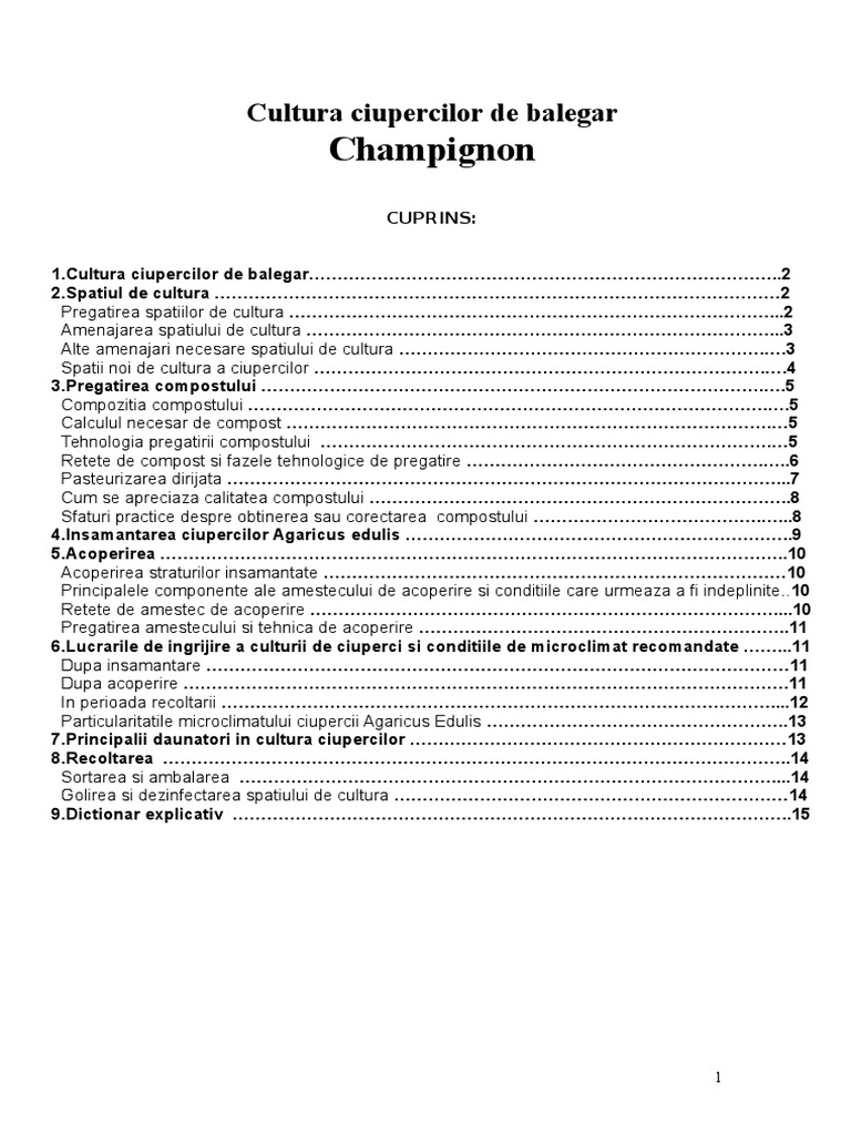 Cultura Ciupercilor de Balegar | PDF