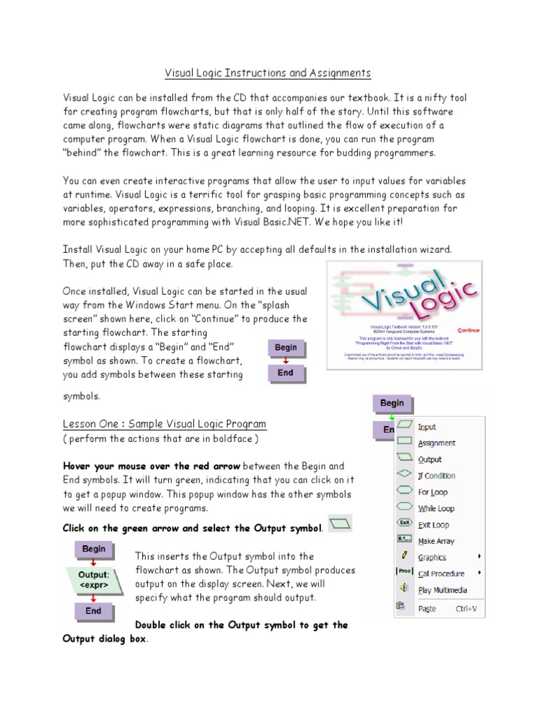 Visual Logic Instructions and Assignments: Hover Your Mouse Over The ...