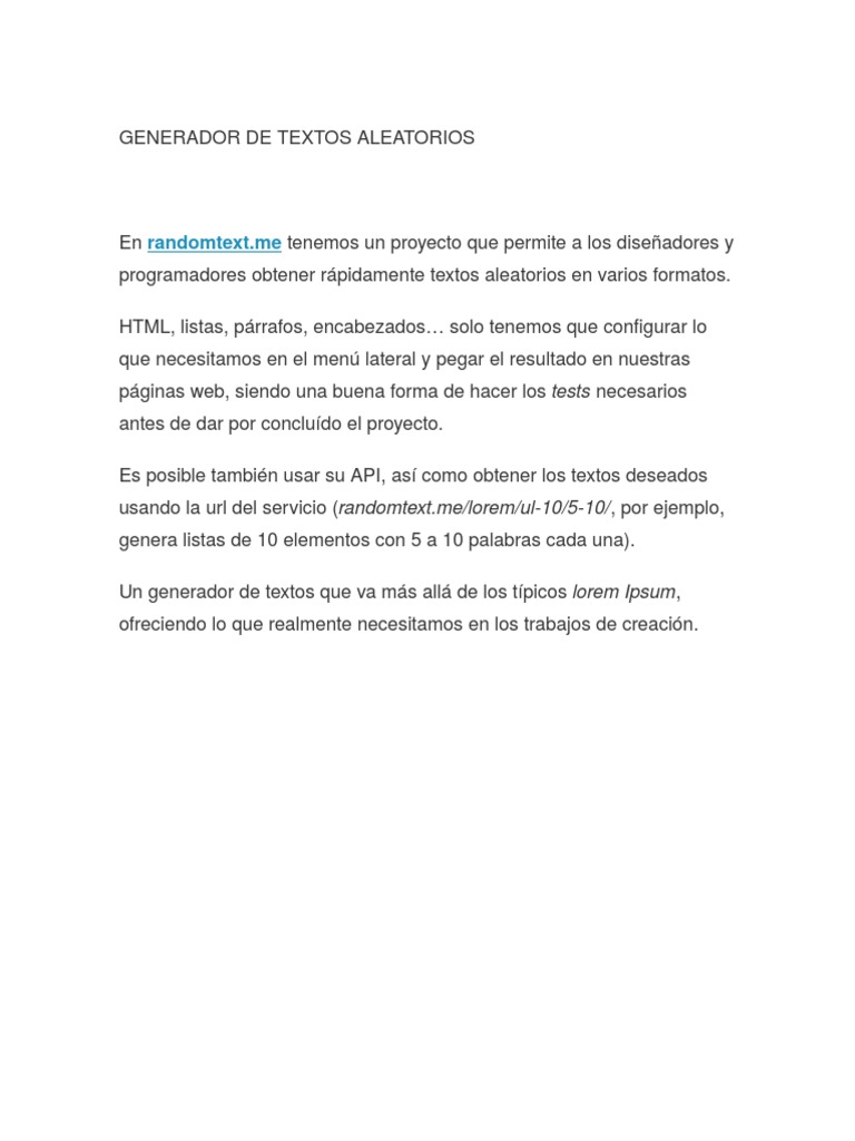 Generador de Textos Aleatorios | PDF