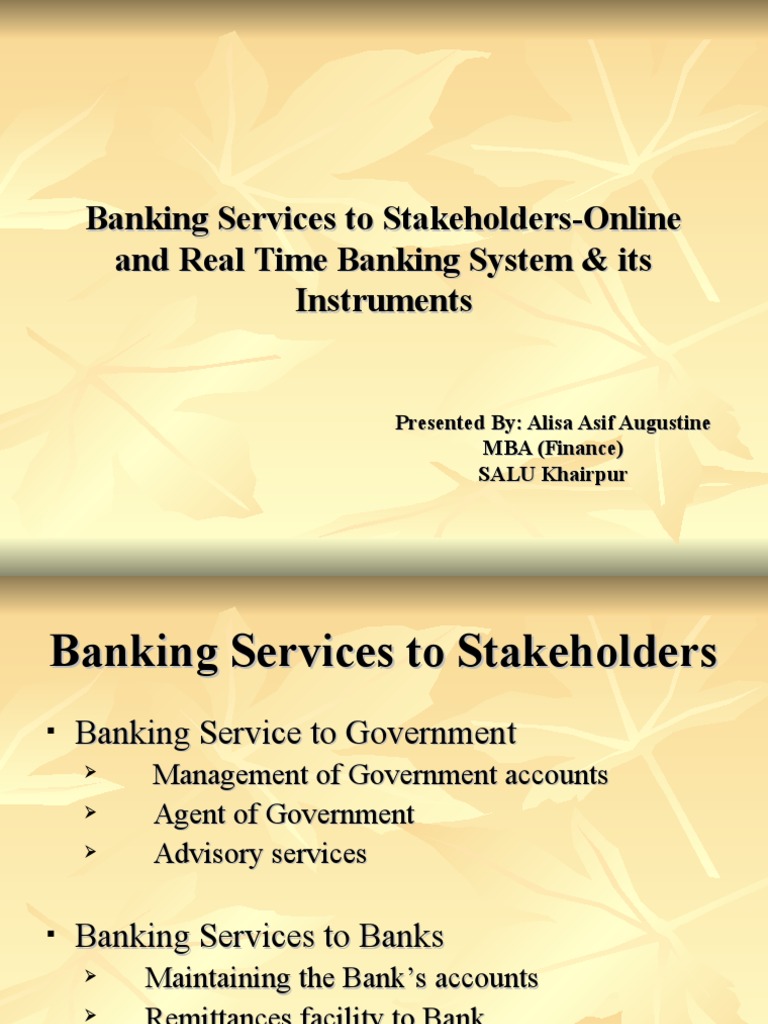 Banking Services To Stakeholders-Online and Real Time Banking | PDF